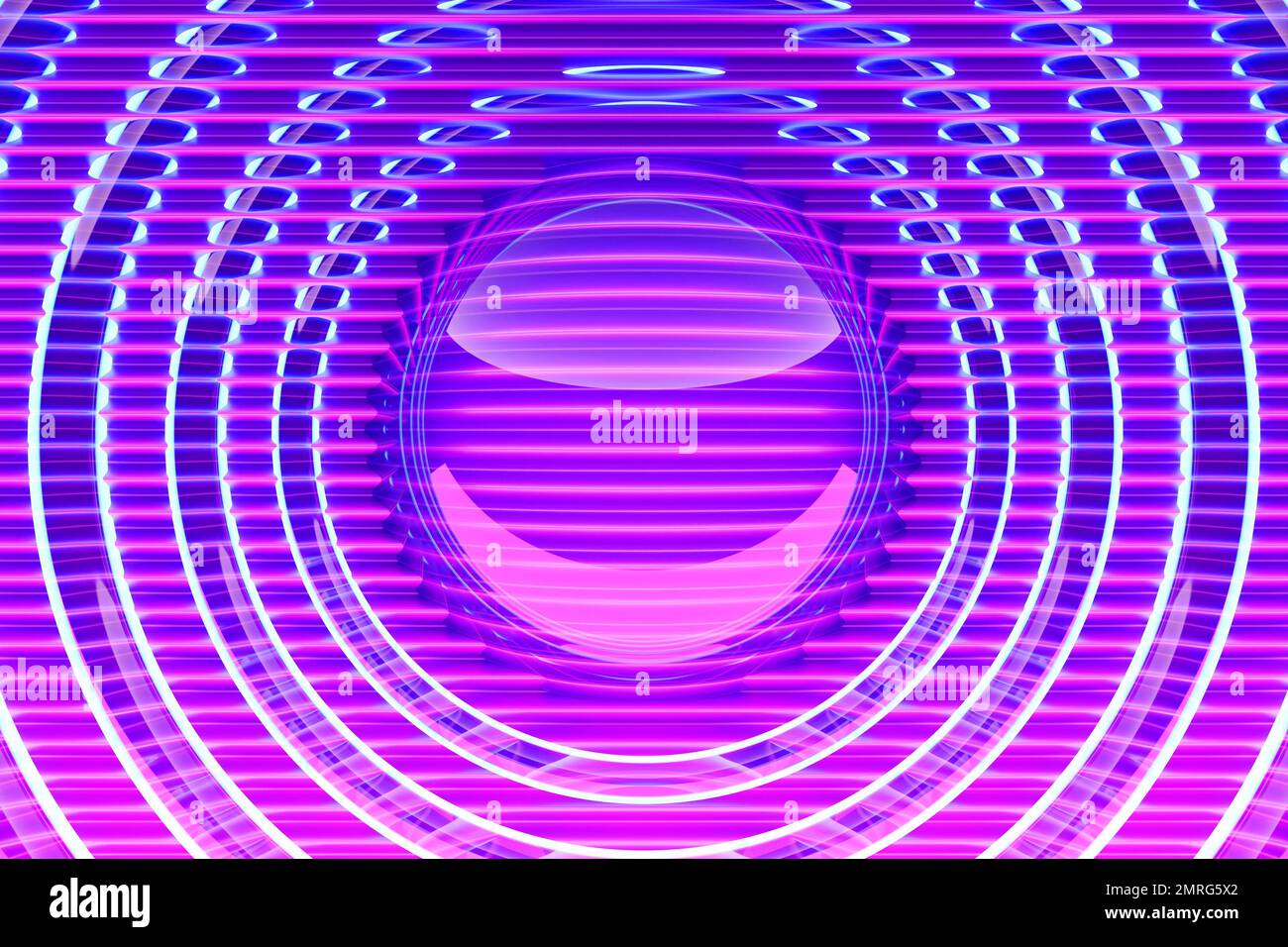 3D illustration of a glass sphere with many torus, crystals scatter on ...