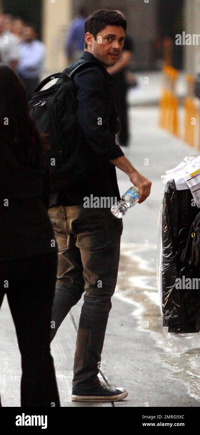 Karl Urban arrives at the "Jimmy Kimmel Live" Studio with his sons ...