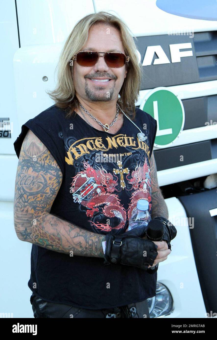 EXCLUSIVE!! Motley Crue arrives backstage at the Sonisphere Festival ...