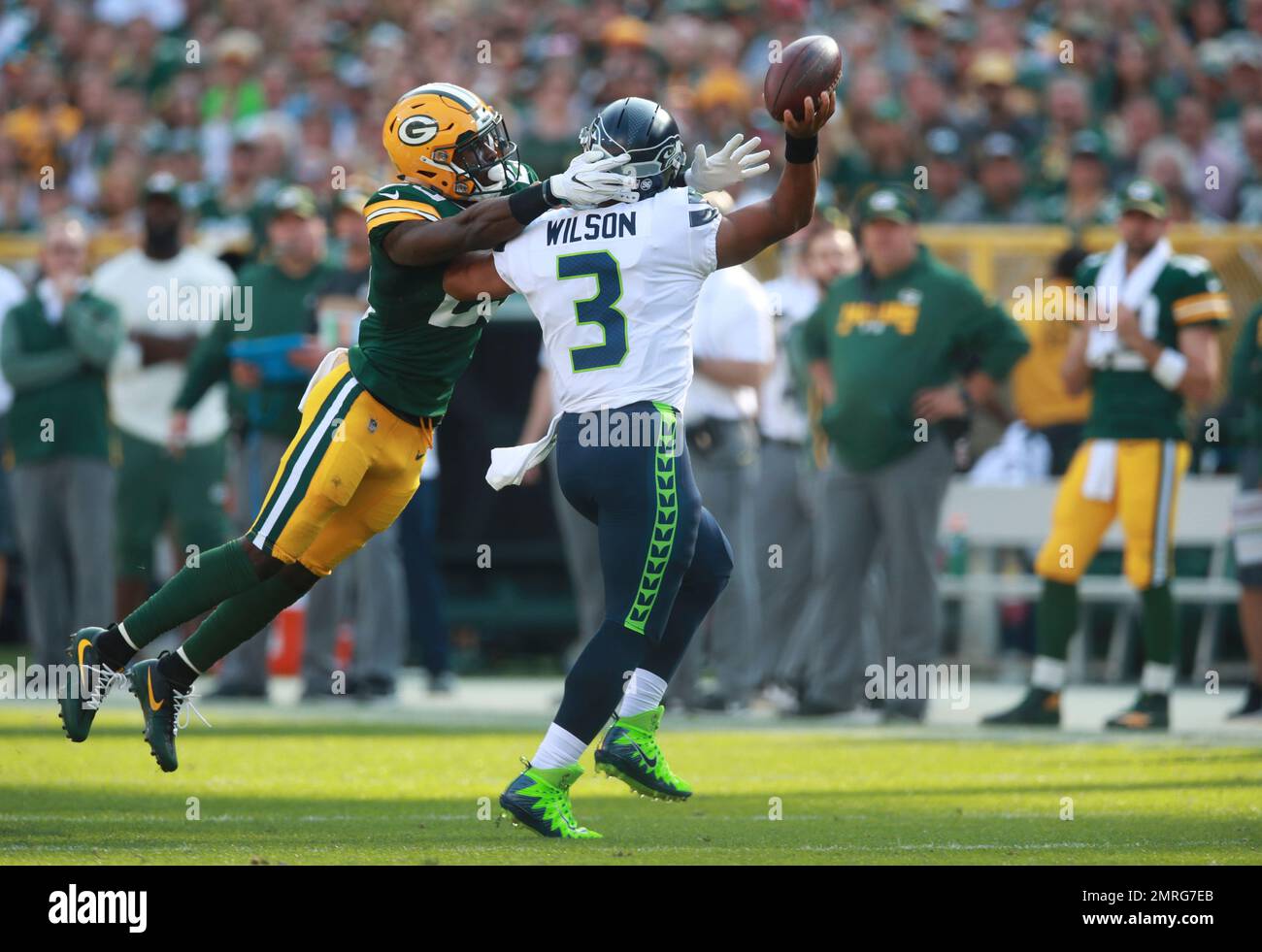 Green Bay Packers defensive back Kentrell Brice (29) pressures Seattle ...