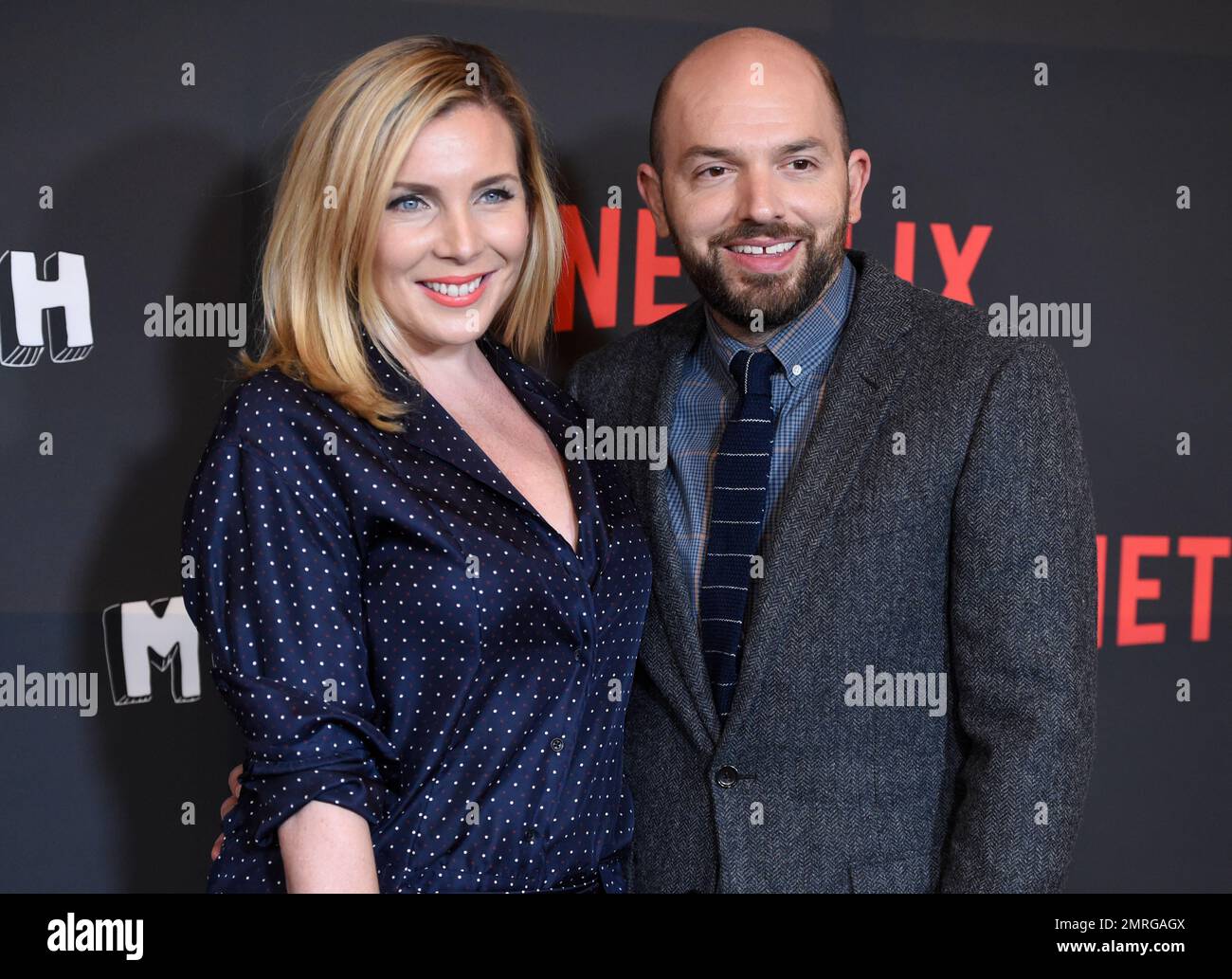 June Diane Raphael, left, and Paul Scheer arrive at the premiere of ...