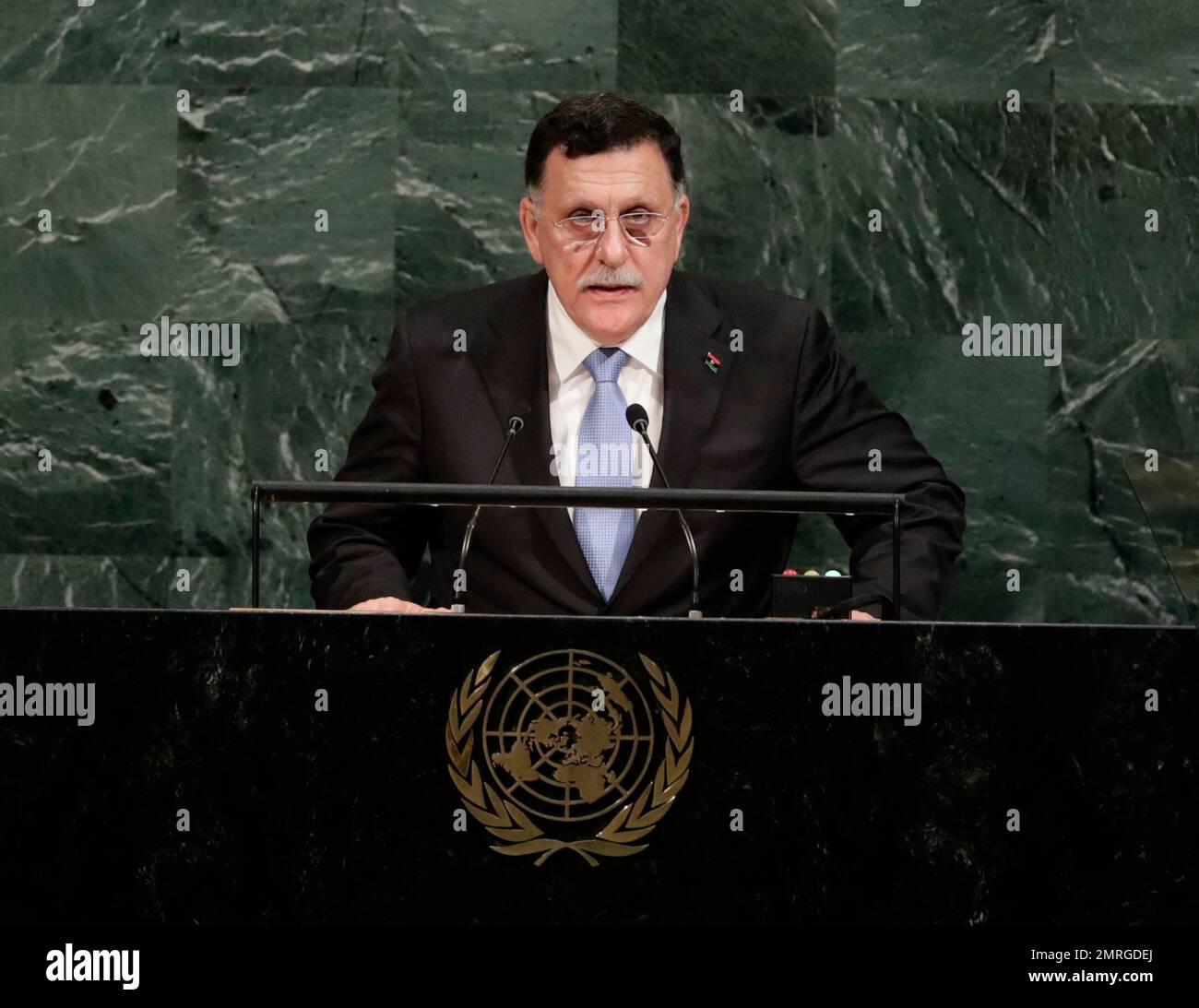 Libya's Prime Minister Fayez al-Sarraj addresses the United Nations ...