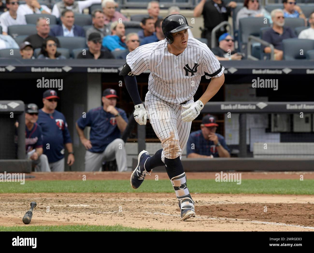 New York Yankees' Greg Bird runs out an RBI-double during the fourth ...