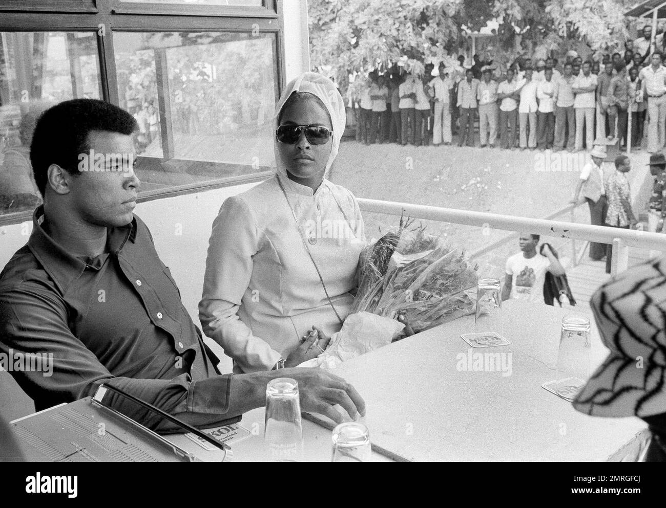 Muhammad Ali and his wife Khalilah take a boat ride in Kinshasa, Zaire ...