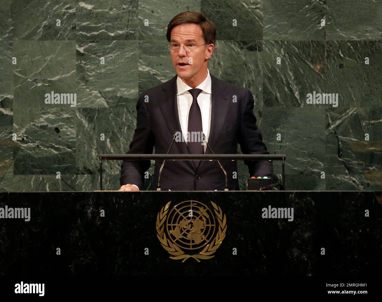 Mark Rutte, Prime Minister of the Netherlands, speaks during the United ...