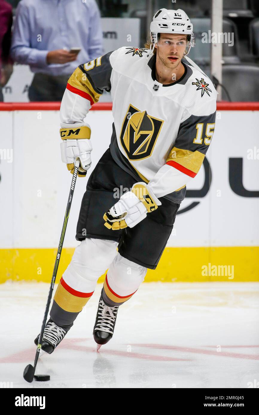 Las Vegas Golden Knights defenseman Jon Merrill skates during warm-ups ...