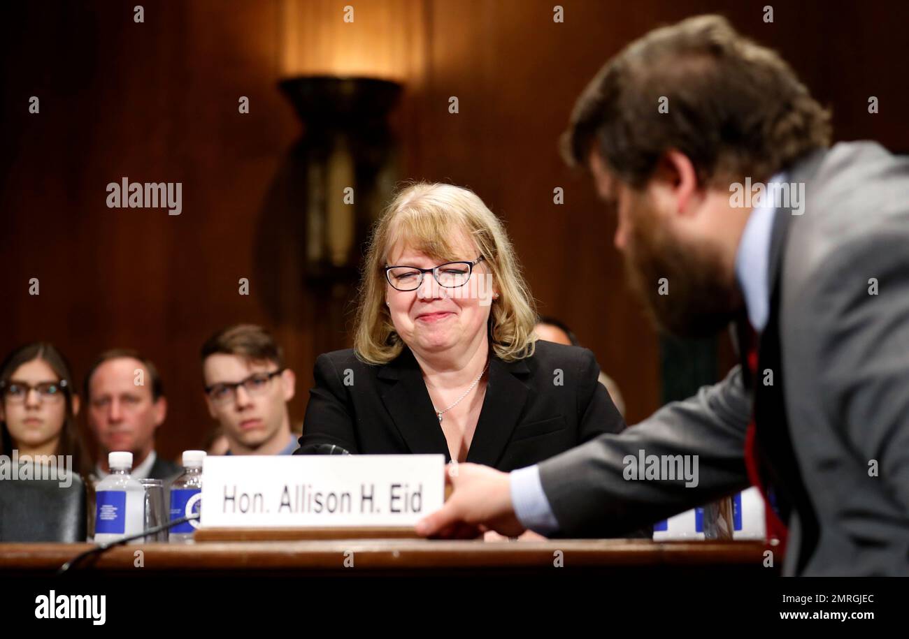 A name placard is placed in front of Colorado Supreme Court Justice ...