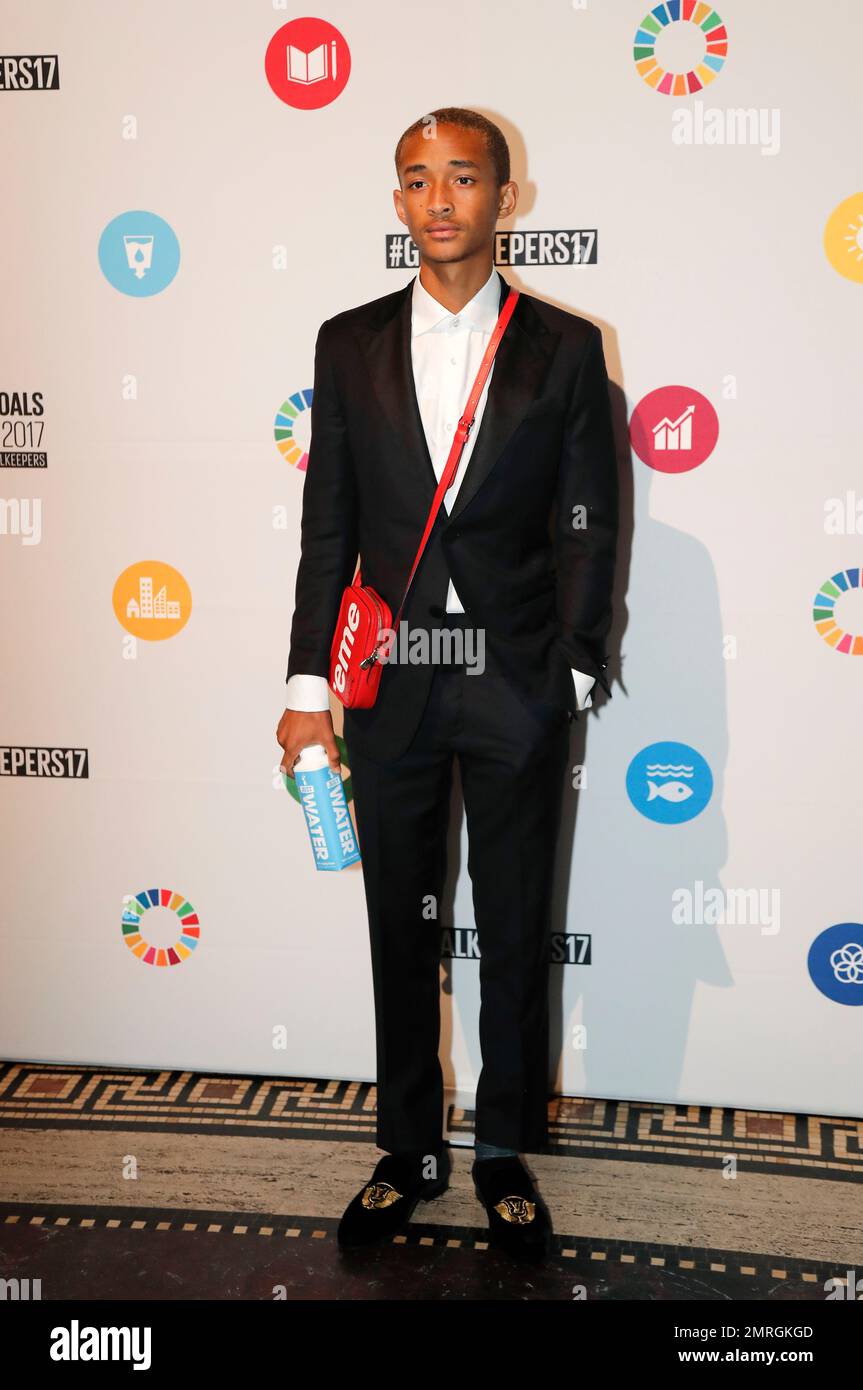 Jaden Smith poses for photos before the Goalkeepers Global Awards ...