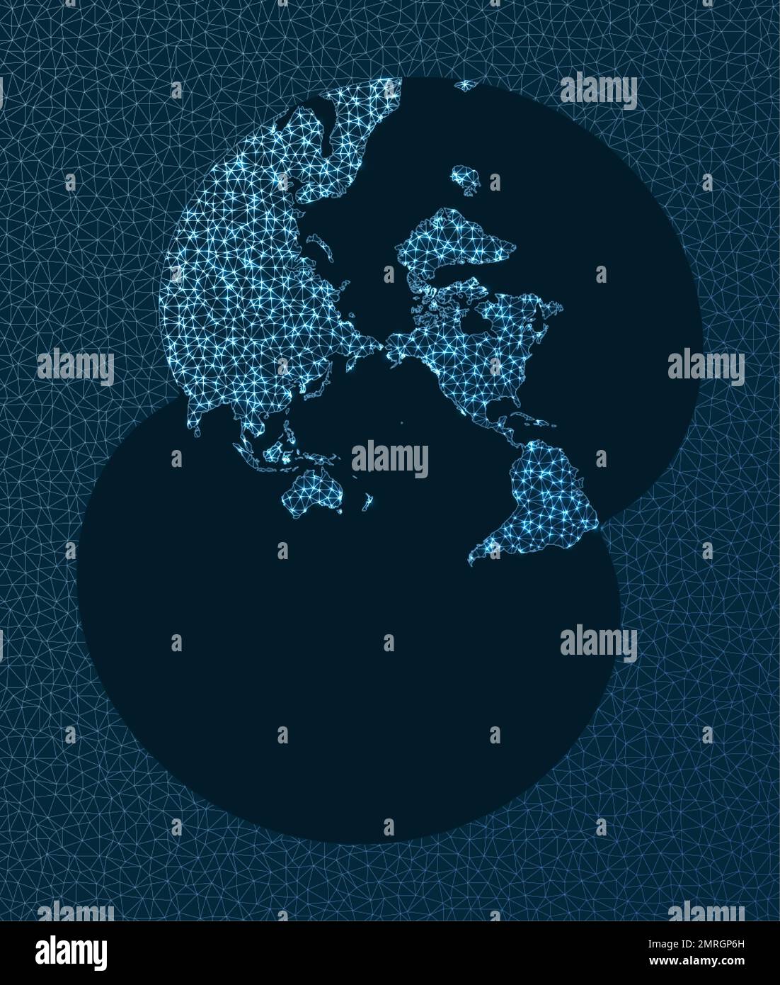 Global network. Modified Stereographic Lee projection. World Network. Astonishing connections ...