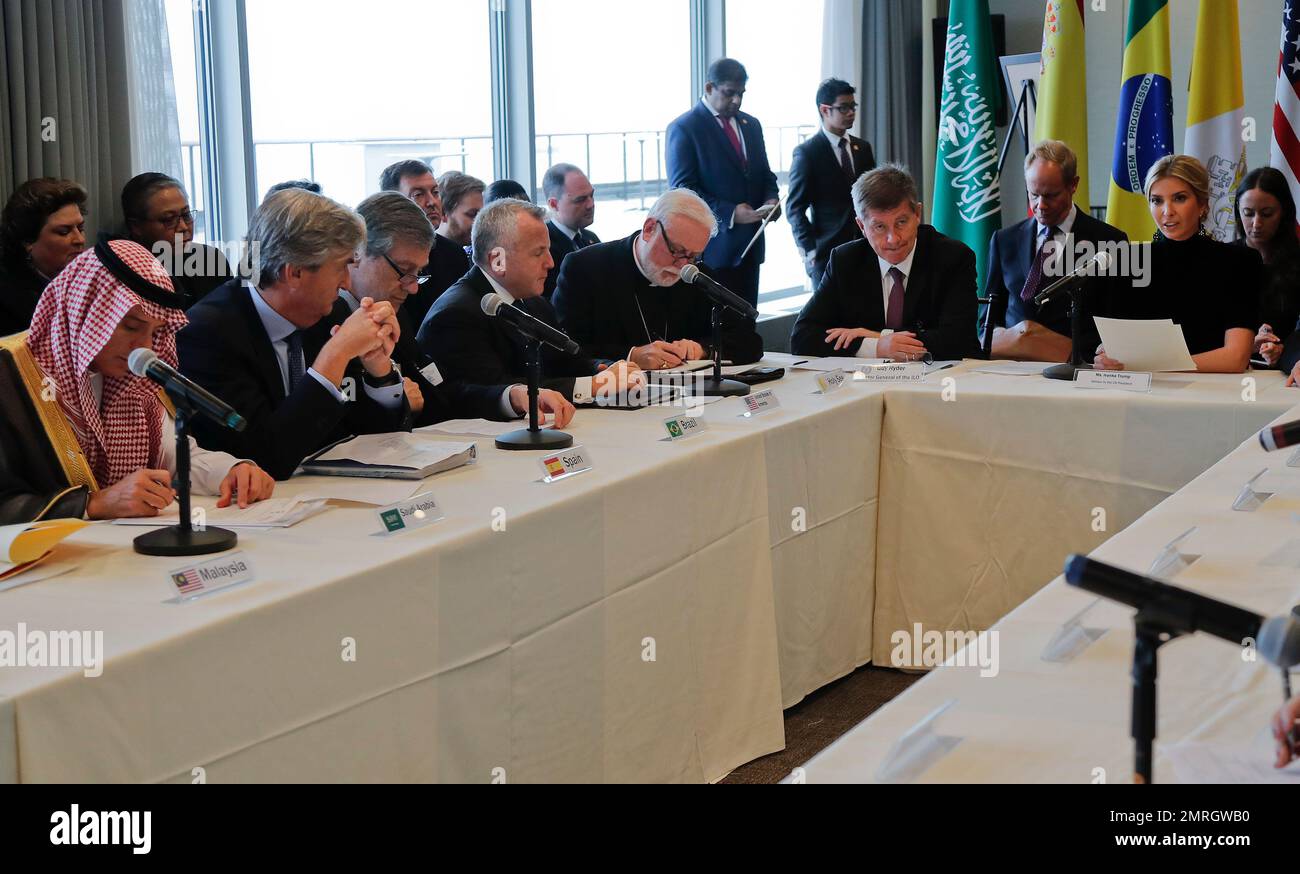 Ivanka Trump, right, speaks during a session on action to end forced ...