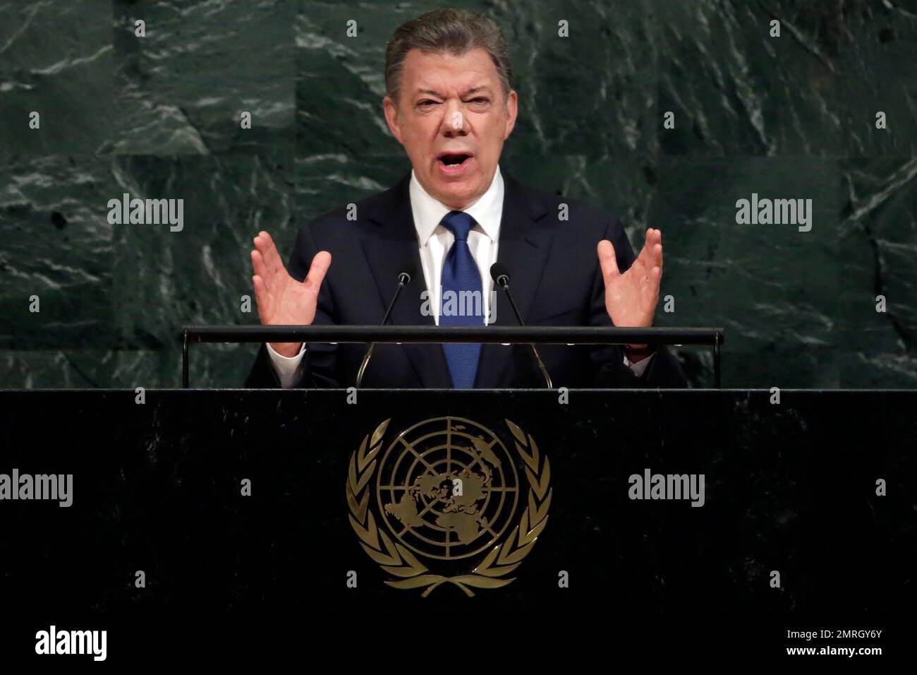 President Juan Manuel Santos Calderon of Colombia addresses the 72nd ...