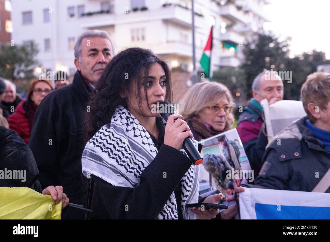 Rome, Italy. 31st Jan, 2023. A protest near the Israeli Embassy ...