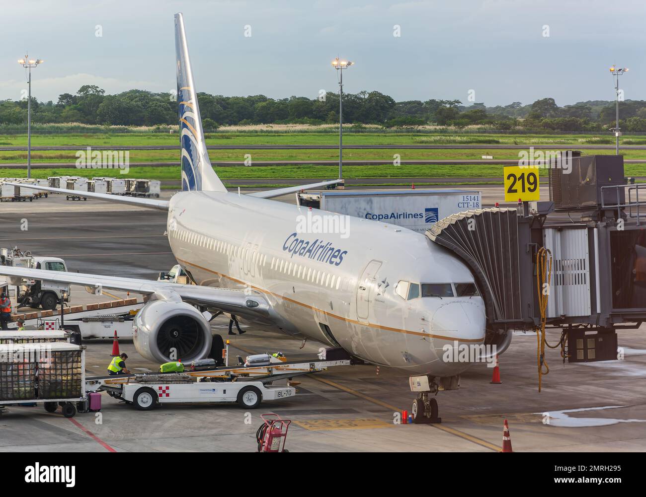 A closeup of the Boeing 737 in the gate in Tocumen Airport Stock Photo ...