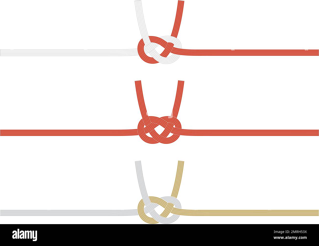 Awaji knot mizuhiki made with five red and white strings. Japanese ...