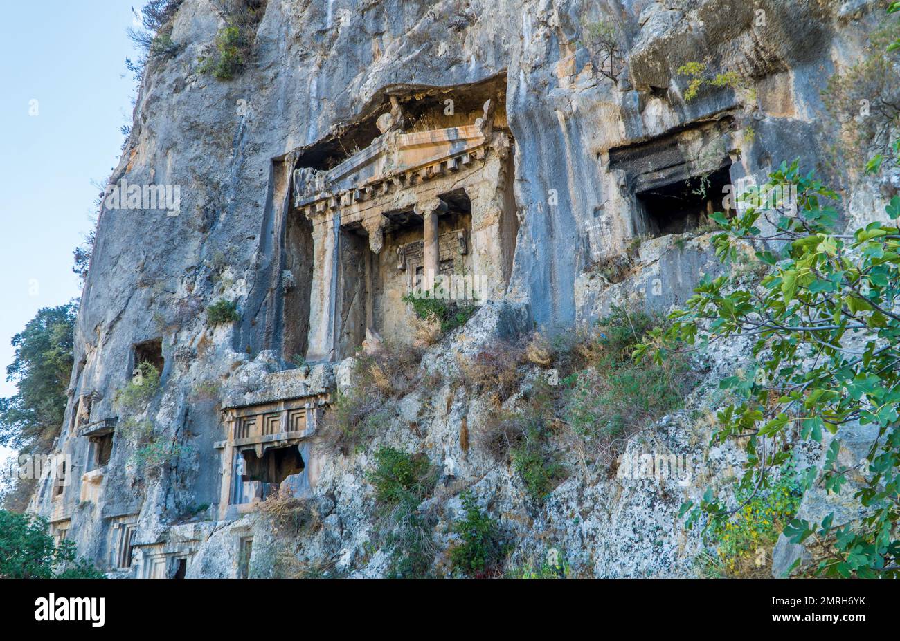 A scenic view of the Fethiye Tomb at ancient Telmessos, in Lycia in ...