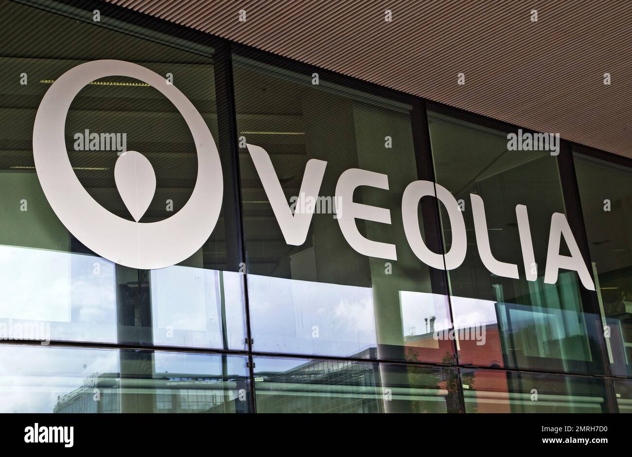 The logo of French environmental services Veolia S.A. is pictured in ...