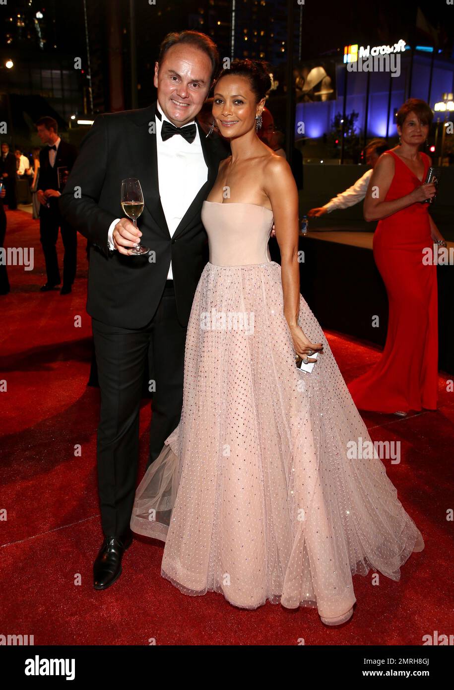 Matteo Lunelli, left, and Thandie Newton attend Ferrari at the 69th ...