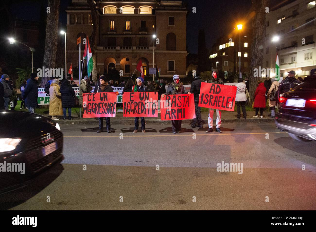 Rome, Italy. 31st Jan, 2023. A protest near the Israeli Embassy ...