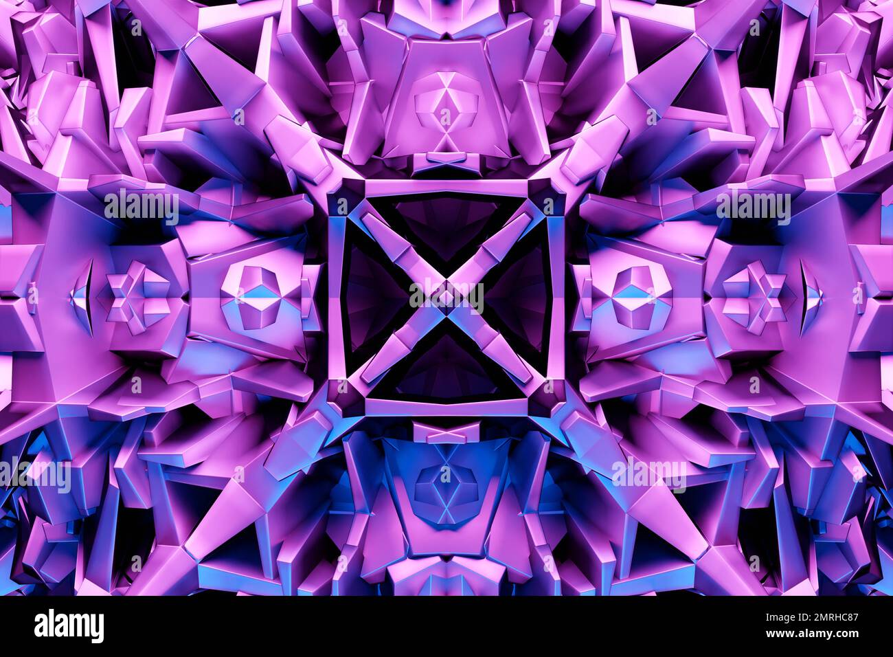 3D illustration, psychedelic background. Unique kaleidoscope design ...