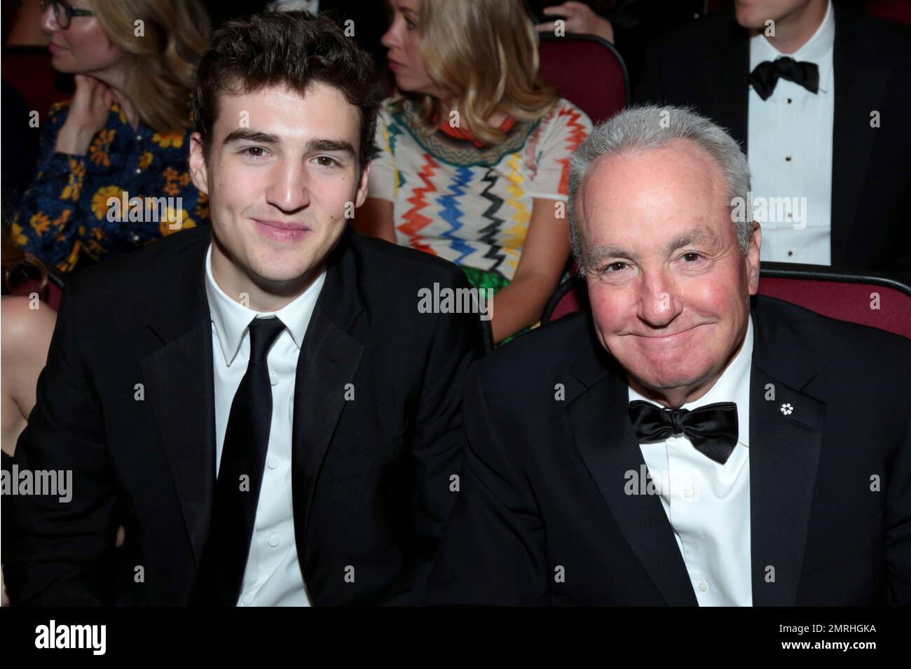 Edward Michaels, left, and Lorne Michaels pose in the audience at the ...