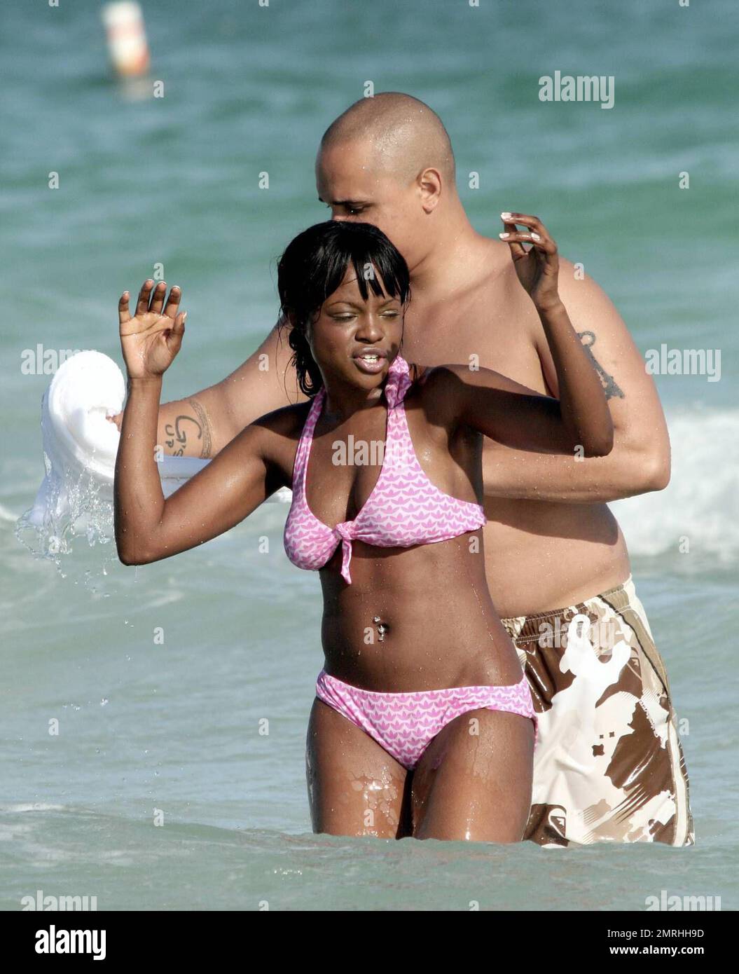 Waterbabe Keisha Buchanan enjoys a day on the beach in Miami, Fl with a group of friends. The ...