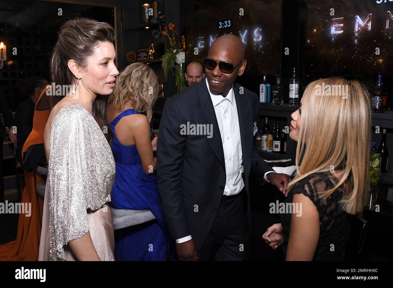 EXCLUSIVE - Jessica Biel, left, and Dave Chappelle appear in the green ...