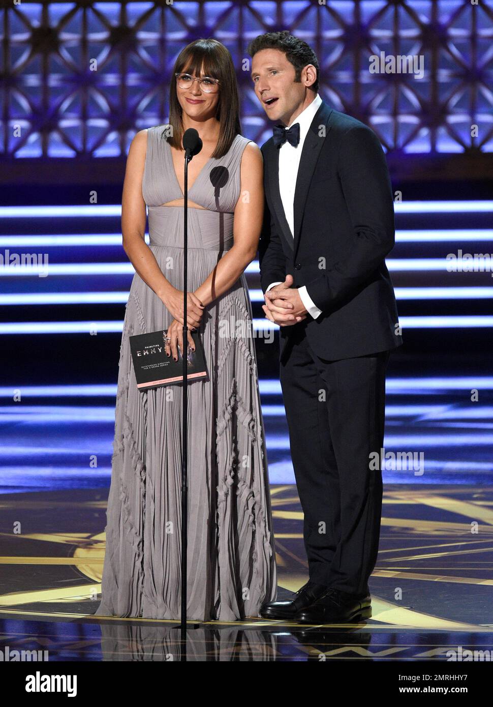 Rashida Jones, left, and Mark Feuerstein present the award for ...