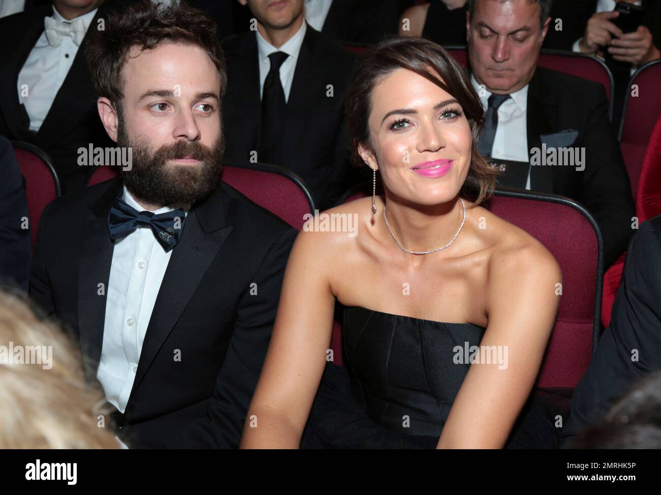 Taylor Goldsmith, left, and Mandy Moore appear in the audience at the ...