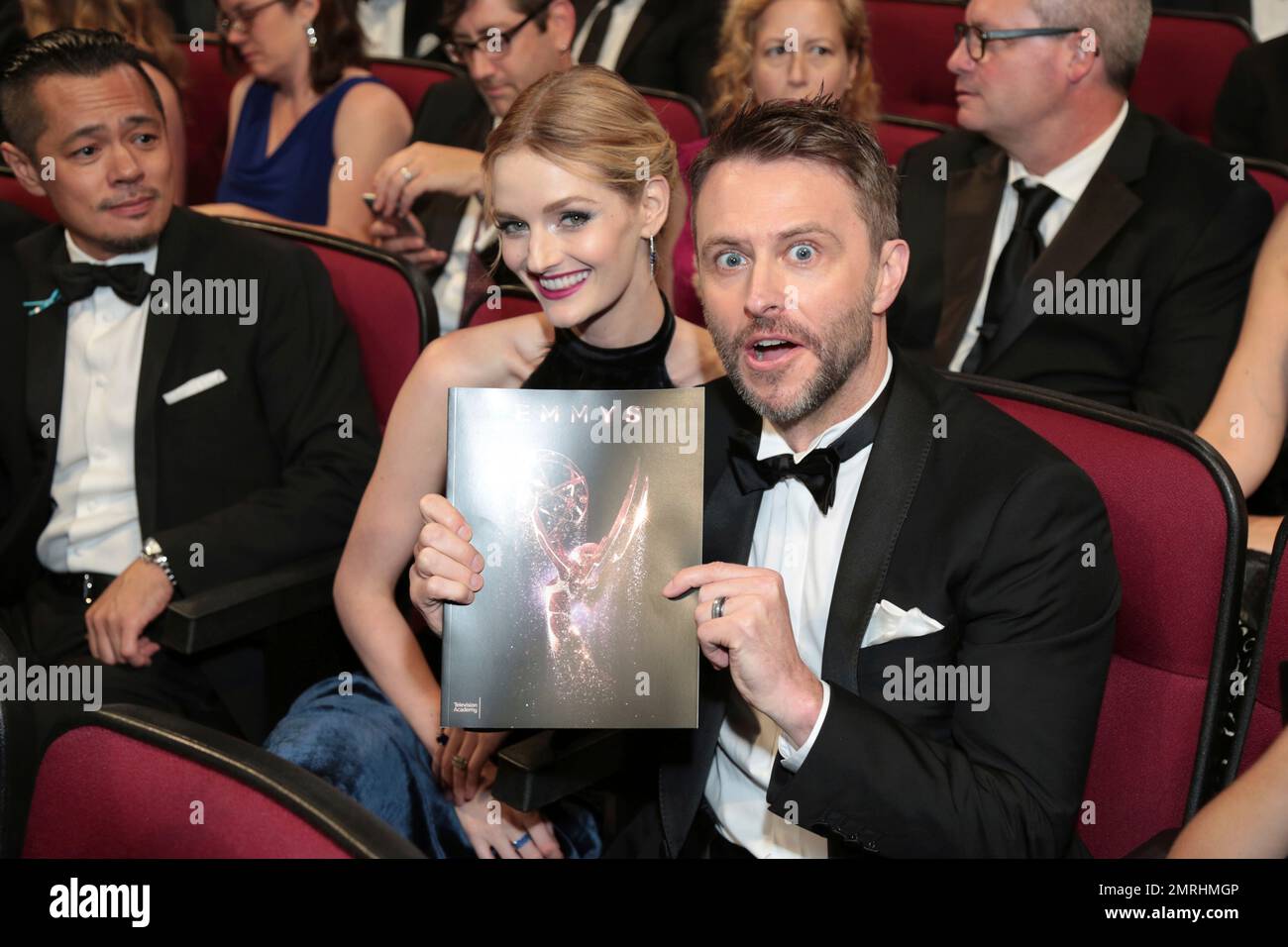 Lydia Hearst, left, and Chris Hardwick pose in the audience at the 69th ...