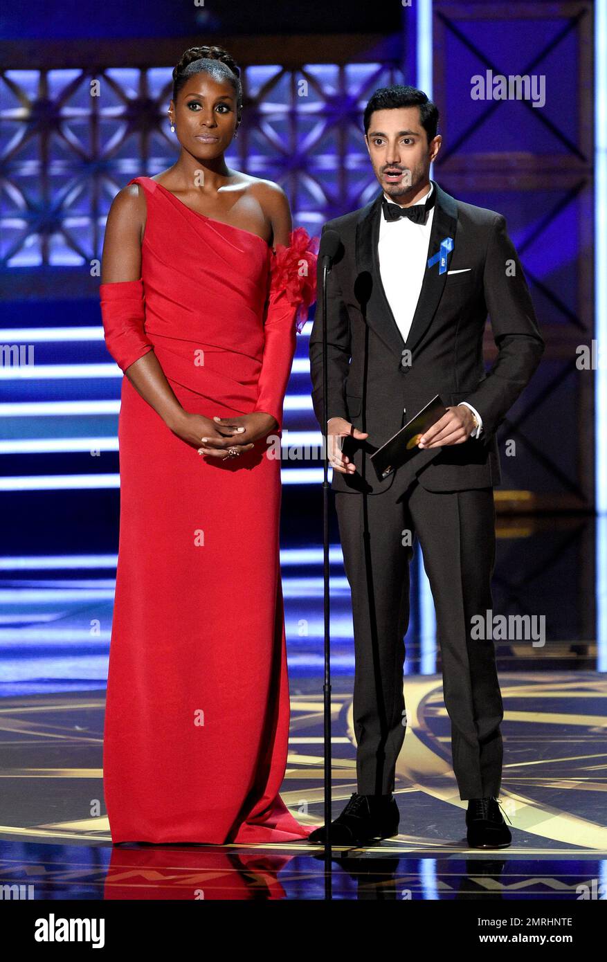 Issa Rae, left, and Riz Ahmed present the award for outstanding ...
