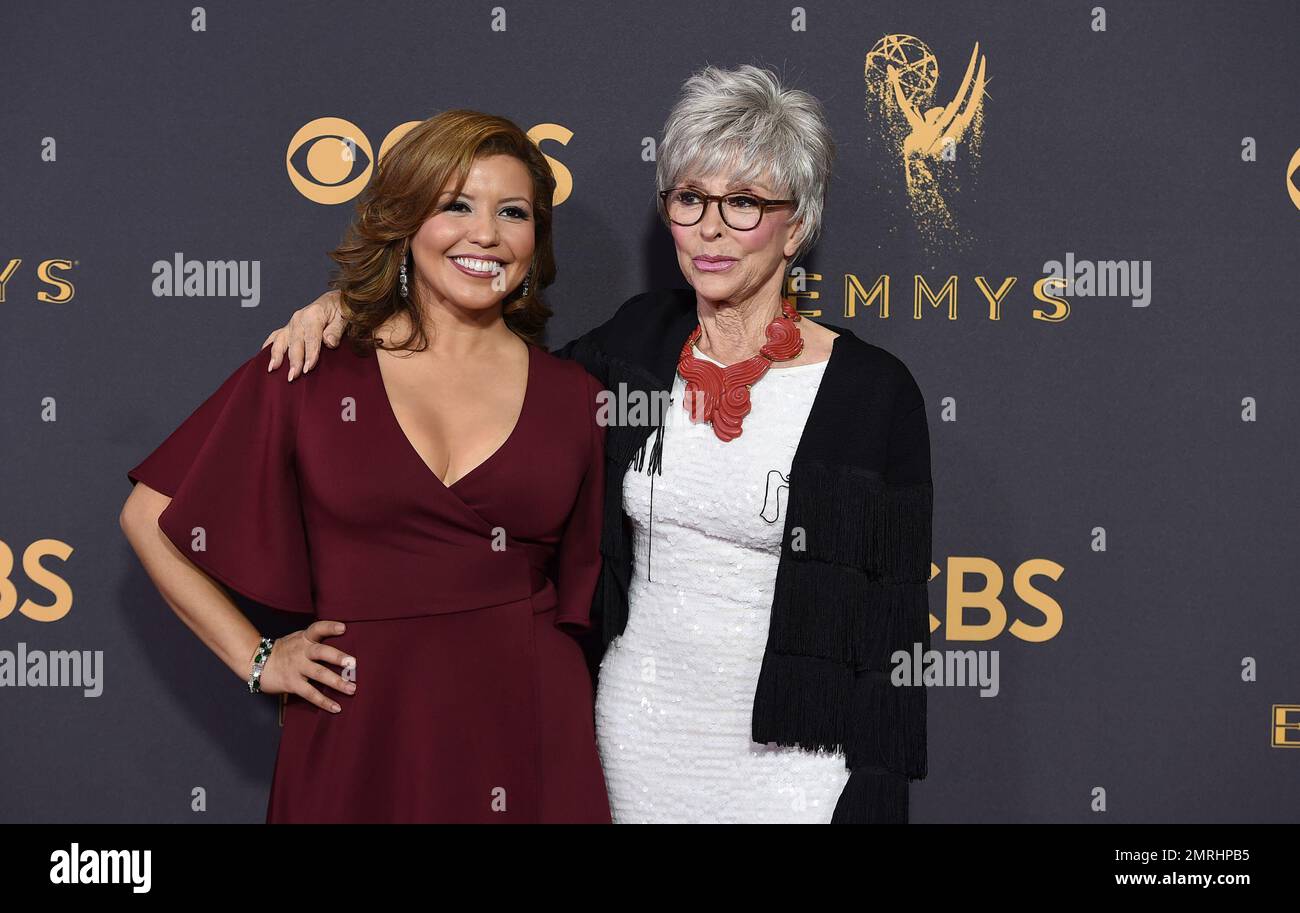 Justina Machado, left, and Rita Moreno arrive at the 69th Primetime ...