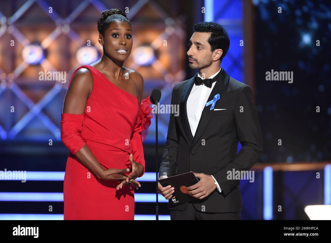 Issa Rae, left, and Riz Ahmed present the award for outstanding ...