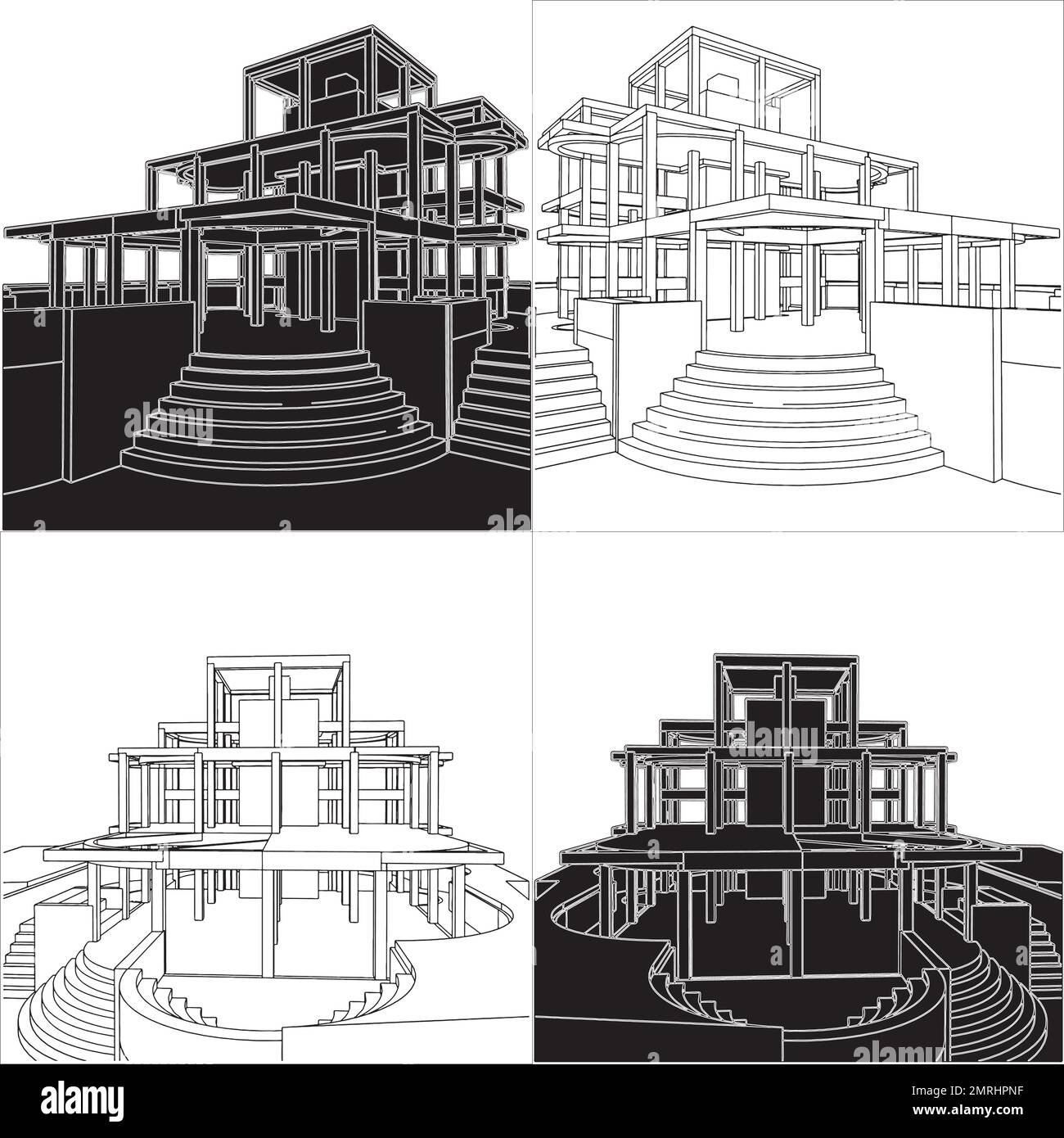 Abstract Construction Structure Vector Illustration Isolated On White Background A Vector