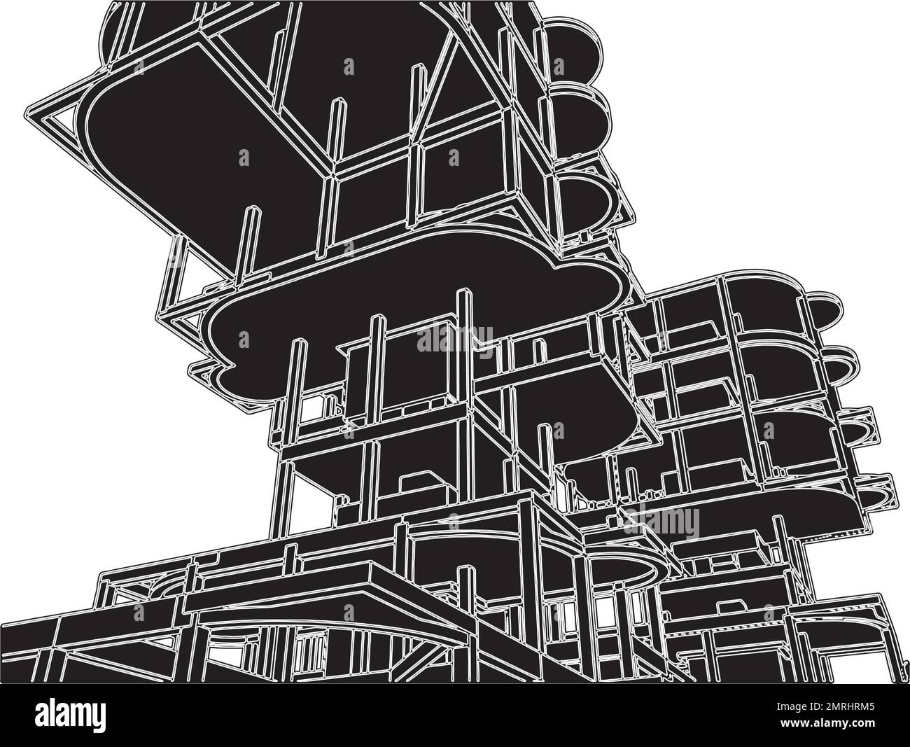 Abstract Construction Structure Vector Illustration Isolated On White Background A Vector