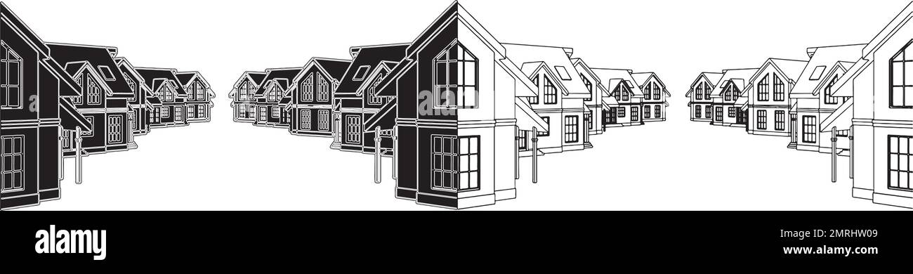Residential Houses In The Settlement Vector Stock Vector Image & Art ...
