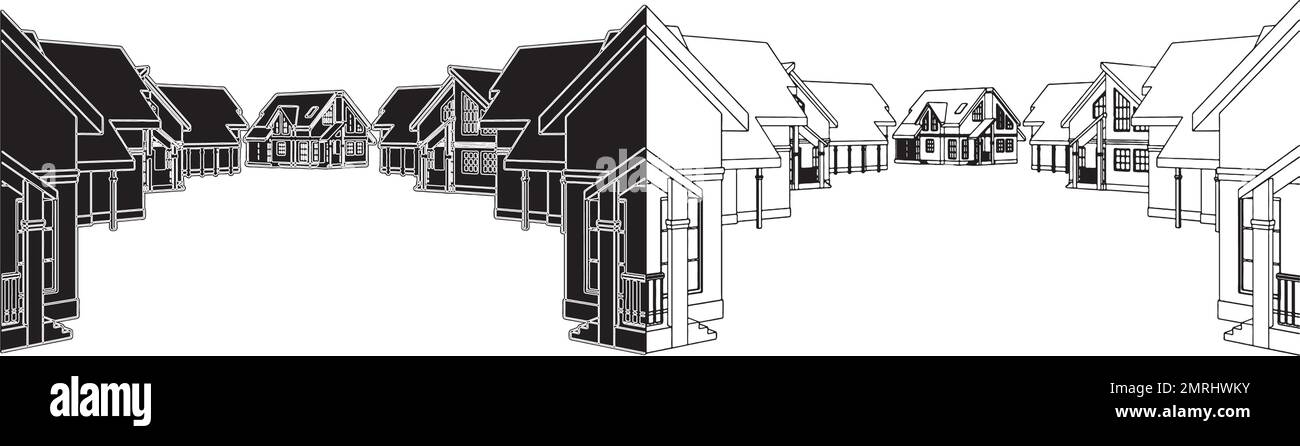 Residential Houses In The Settlement Vector Stock Vector Image & Art ...