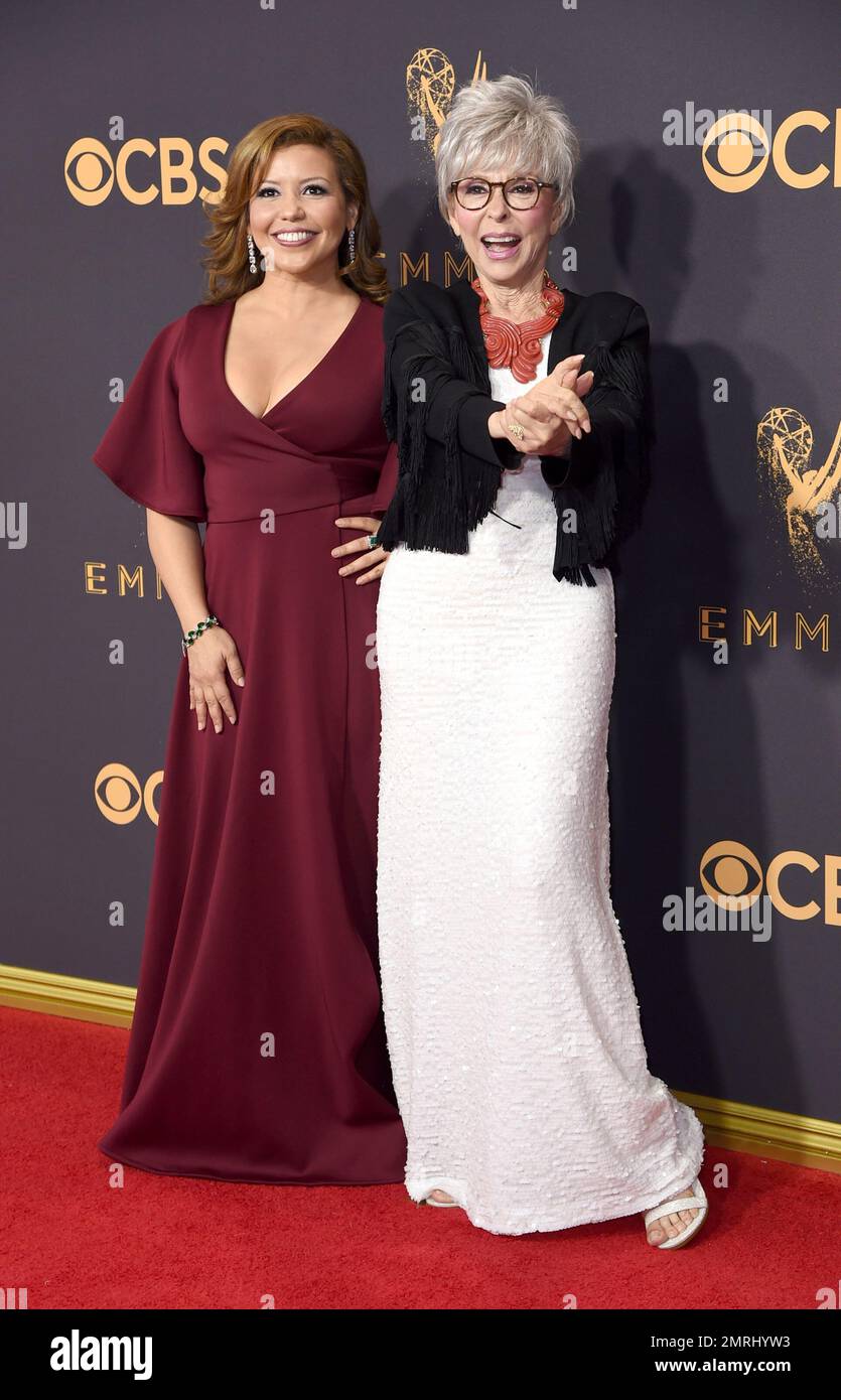 Justina Machado, left, and Rita Moreno arrive at the 69th Primetime ...