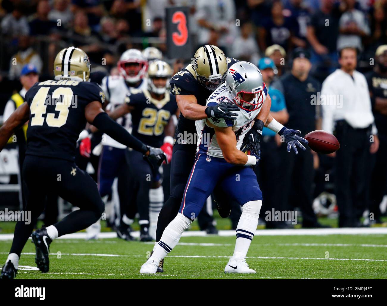 New Orleans Saints linebacker Manti Te'o breaks up a pass intended for ...