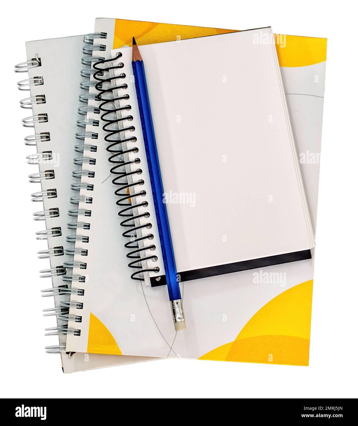 A notebook stack and pencil isolated on white background Stock Photo ...