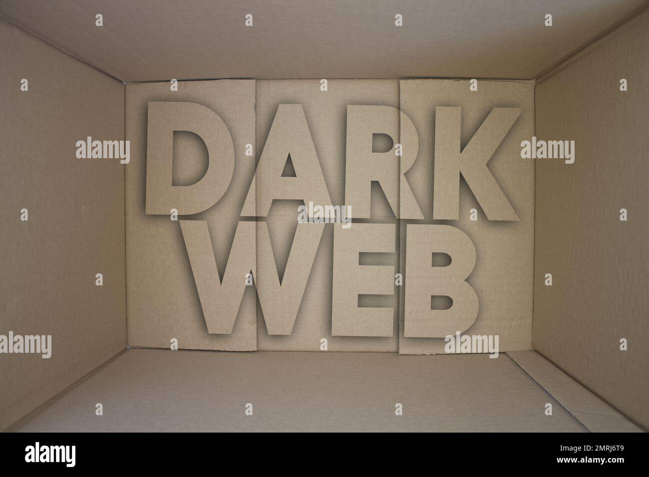 Dark Web word with cardboard box. Brown folded card box Stock Photo - Alamy