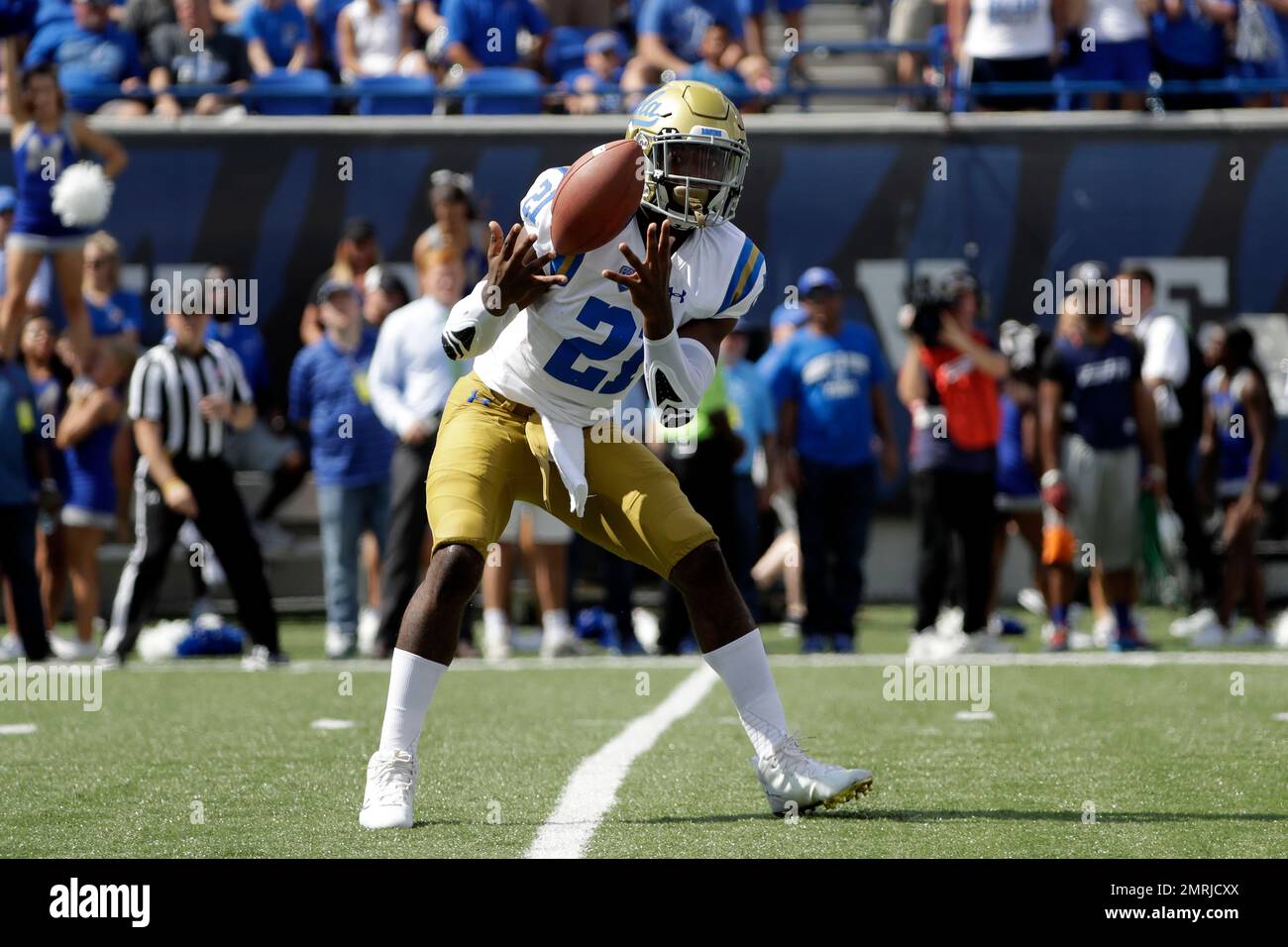 UCLA wide receiver Mossi Johnson plays against Memphis in the first ...