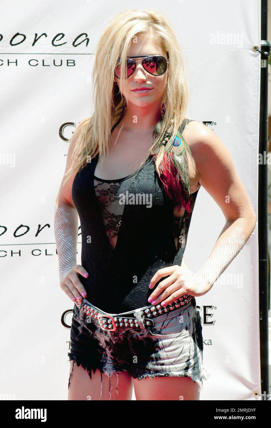 Pop star Ke$ha (Kesha Sebert) arrives at Moorea Beach Club at Mandalay ...