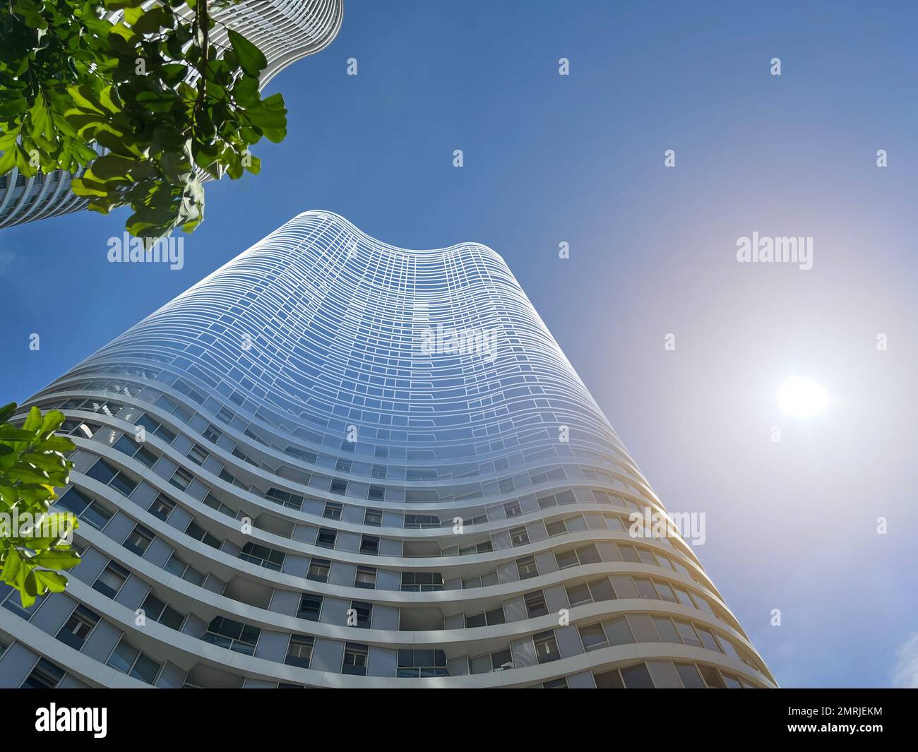New project of modern multi-storey building, bottom view Stock Photo ...