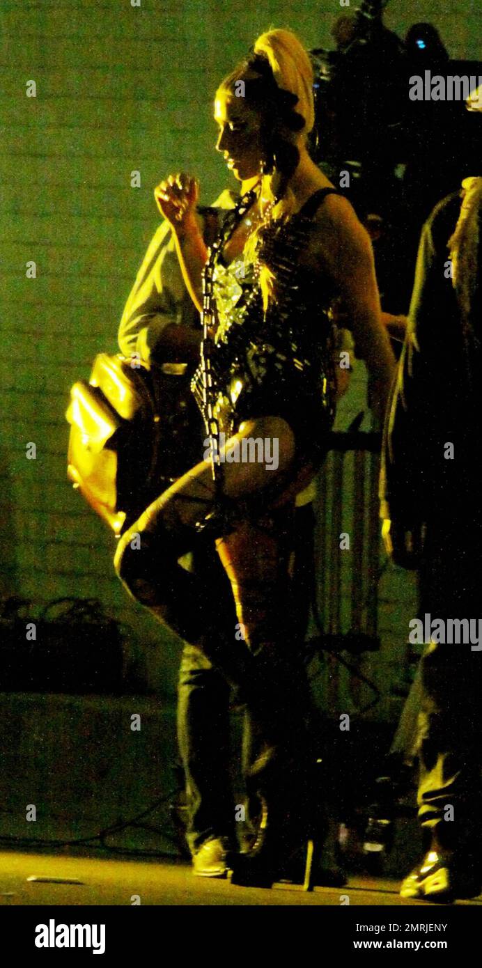 Singer Kesha (Kesha Rose Sebert) films a new music video overnight in a ...