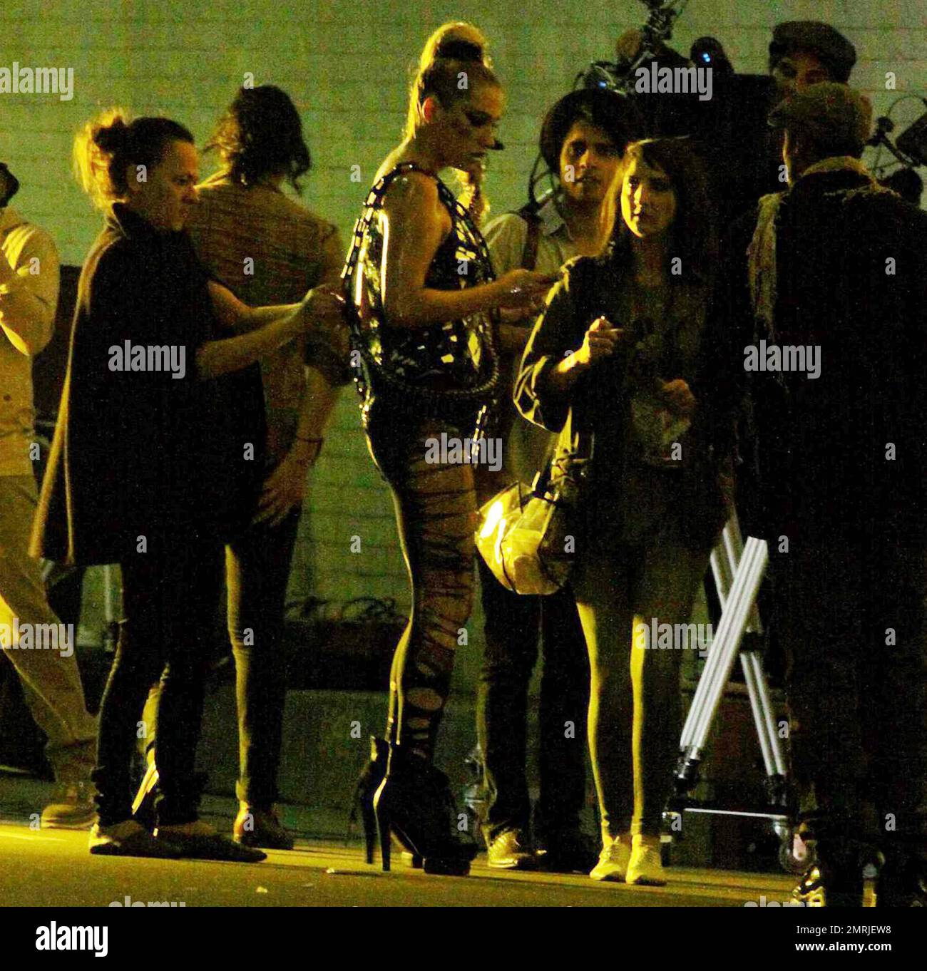 Singer Kesha (Kesha Rose Sebert) films a new music video overnight in a ...