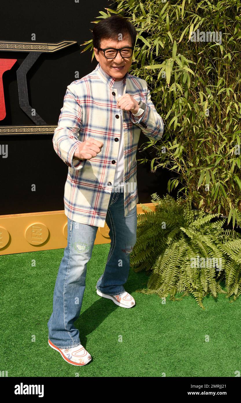 Jackie Chan, a cast member in "The LEGO Ninjago Movie," poses at the ...