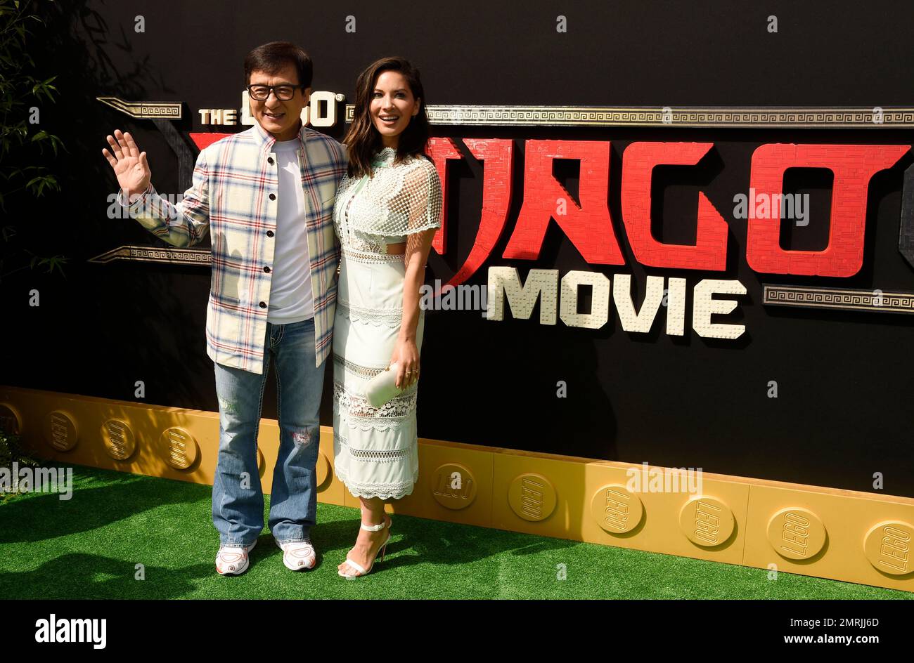 Jackie Chan, left, and Olivia Munn, cast members in "The LEGO Ninjago ...