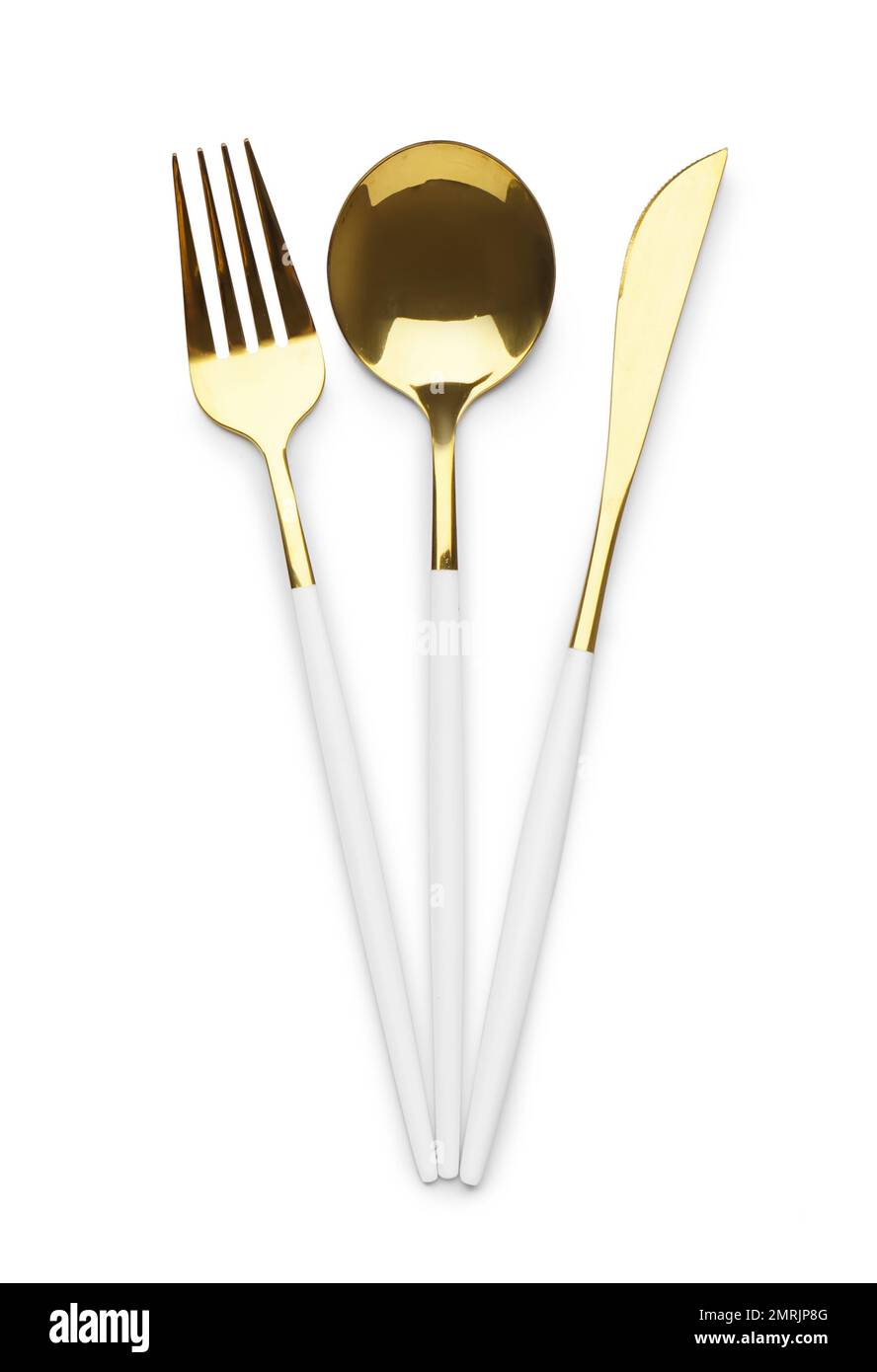 Stylish golden cutlery set Cut Out Stock Images & Pictures - Alamy