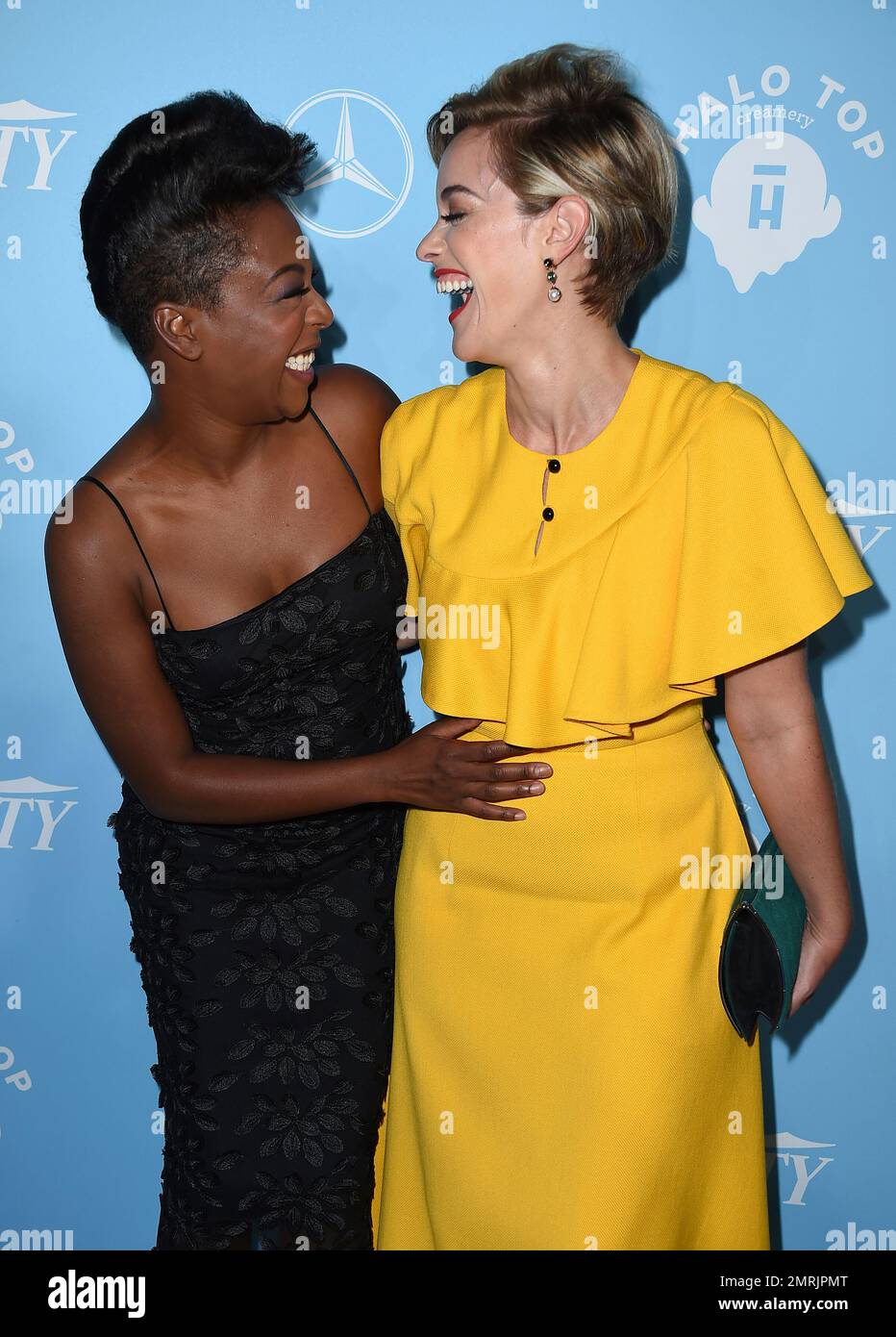 Samira Wiley and Lauren Morelli arrive at the 69th Primetime Emmy Awards Variety and Women in ...