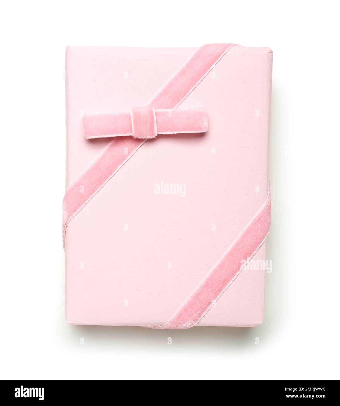 Beautiful gift box tied with pink ribbon on white background Stock ...